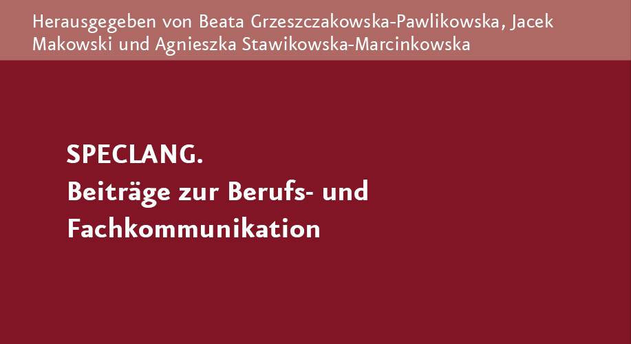 SPECLANG. Beiträge zur Berufs- und Fachkommunikation | Vandenhoeck & Ruprecht Verlage